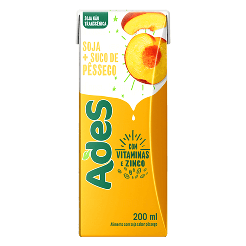 SUCO DE SOJA + PÊSSEGO ADES CAIXA 200ML - supermercadosimperatriz