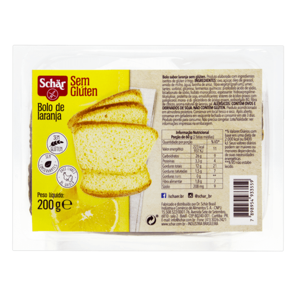 BOLO SCHAR 200G SEM GLUTEN - supermercadosimperatriz