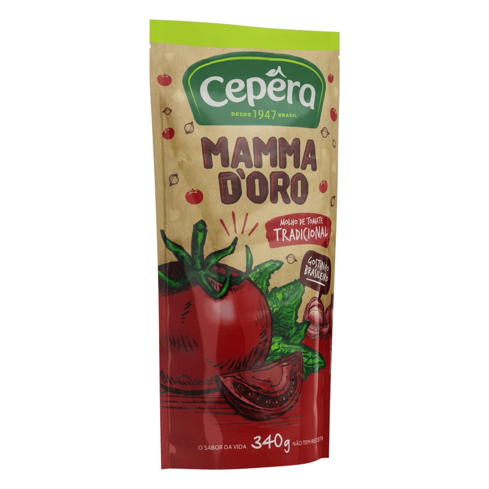 MOLHO DE TOMATE MAMMA D'ORO CEPÊRA 340G SACHÊ TRADICIONAL ...