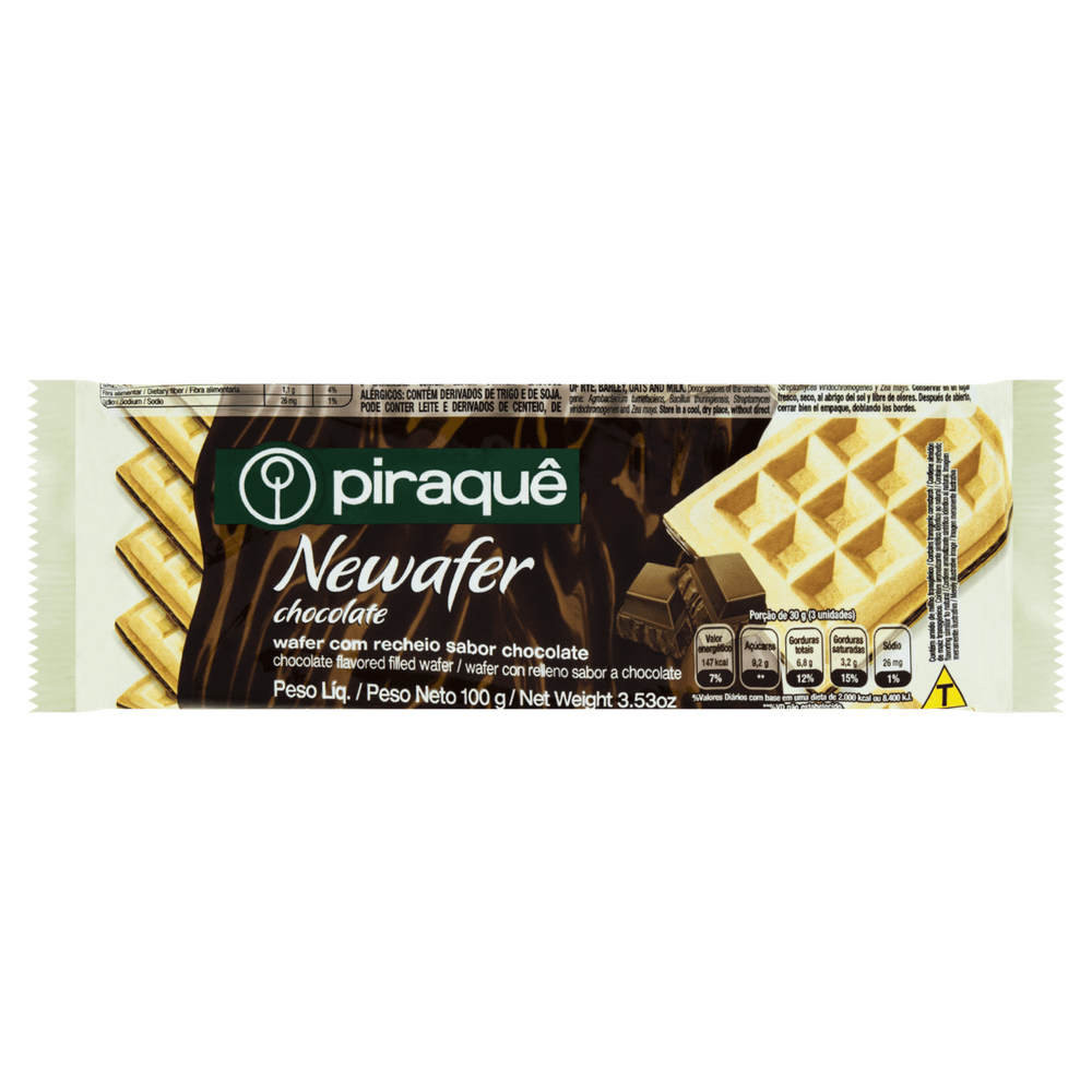 WAFER PIRAQUE 100G CHOCOLATE - supermercadosimperatriz