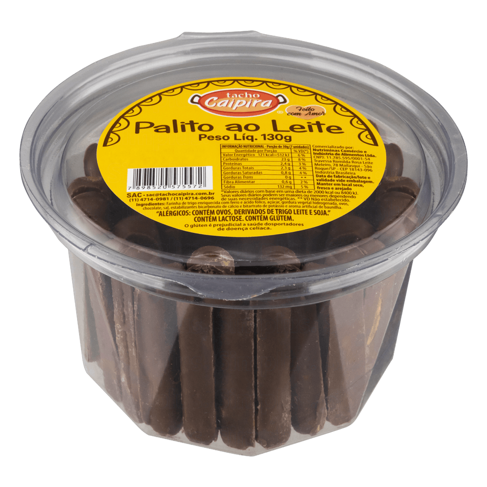 PALITO TACHO CAIPIRA 130G CHOCOLATE - supermercadosimperatriz