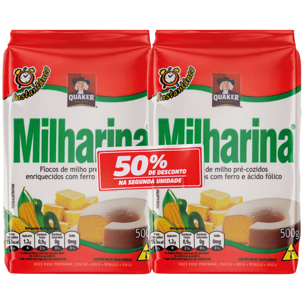 KIT MILHARINA QUAKER 500G 50PC DESC 2UN - supermercadosimperatriz