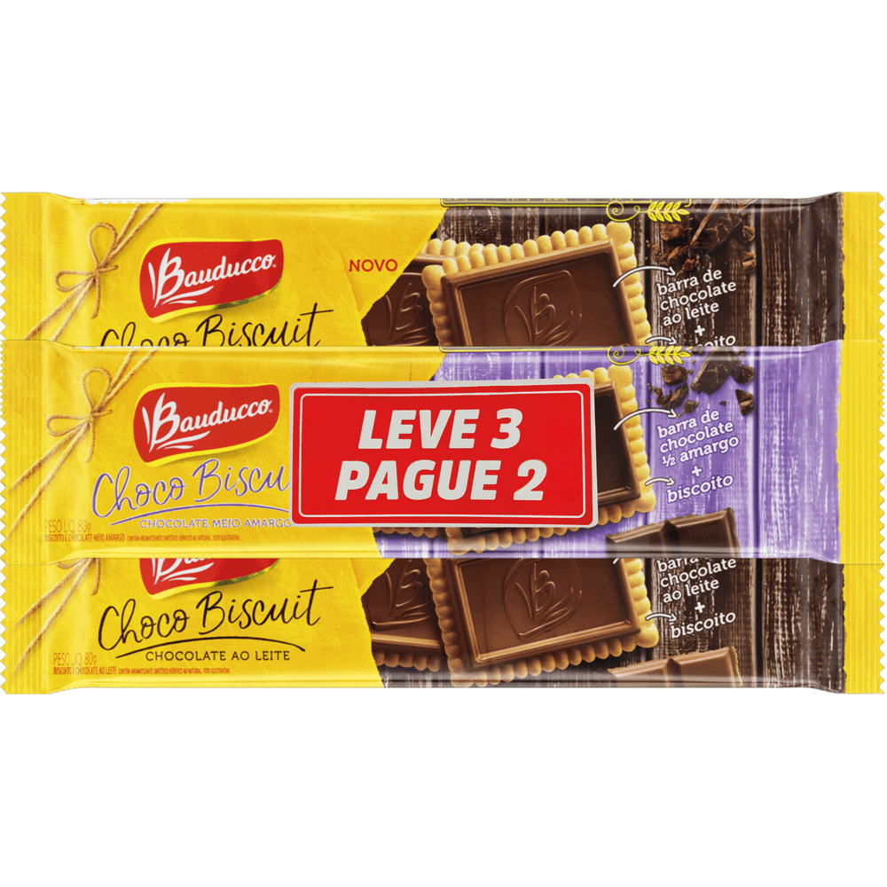 KIT BISCOITO CHOCOBISCOITOUIT BAUDUCCO 80G LV3 PG2 - supermercadosimperatriz