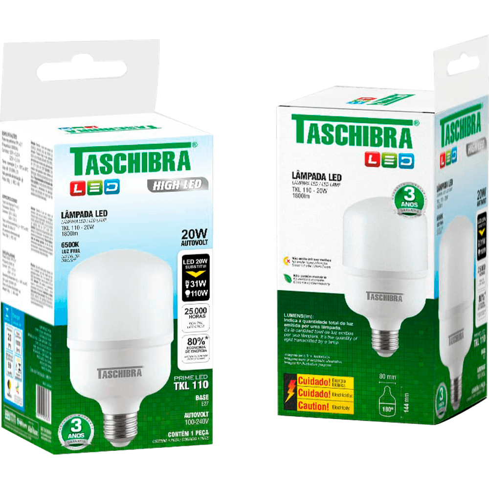 LAMPADA TASCHIBRA LED 20W 6500K - supermercadosimperatriz