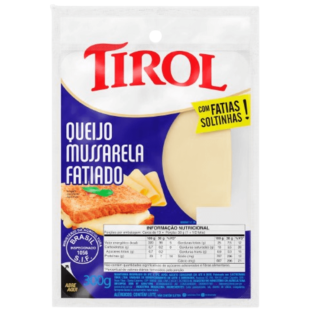 QUEIJO TIROL 300G MUSSARELA FATIADO - supermercadosimperatriz