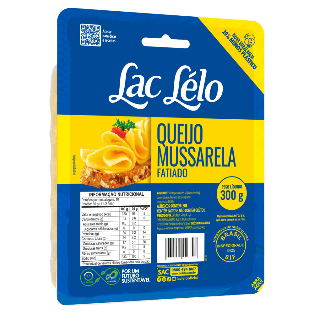 QUEIJO LAC LELO 300G FAT MUSSARELA - supermercadosimperatriz