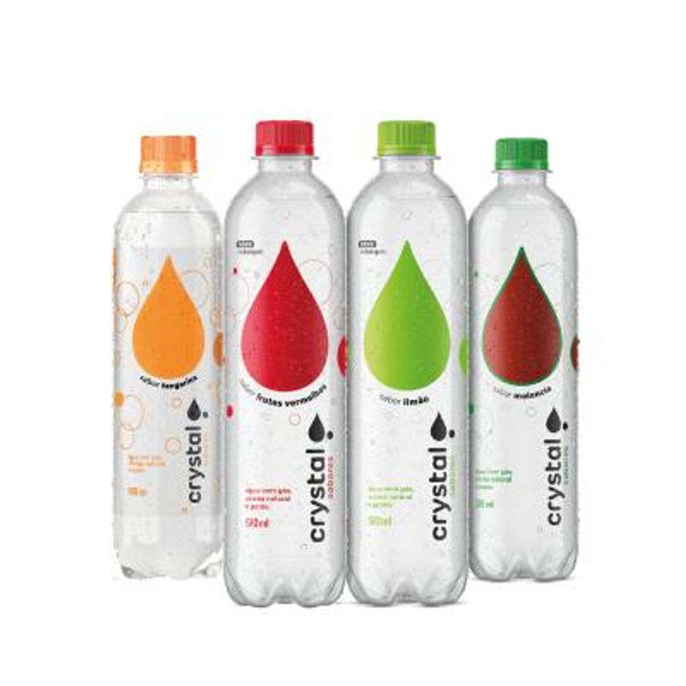Água Saborizada C/Gás Tangerina e Capim-Limão Crystal 510ml ...